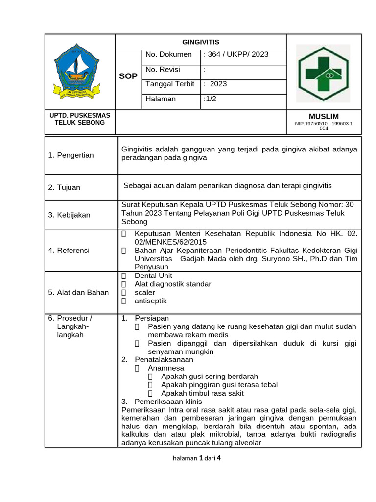 3. SOP Gingivitis | PDF