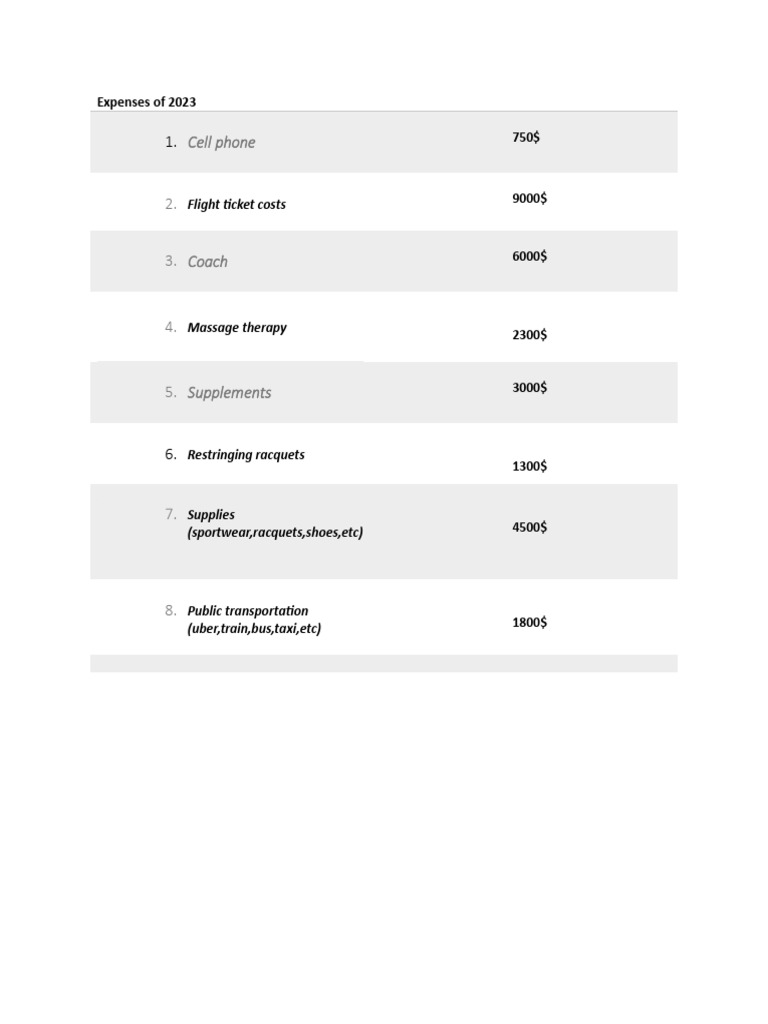 2023 Expenses | PDF