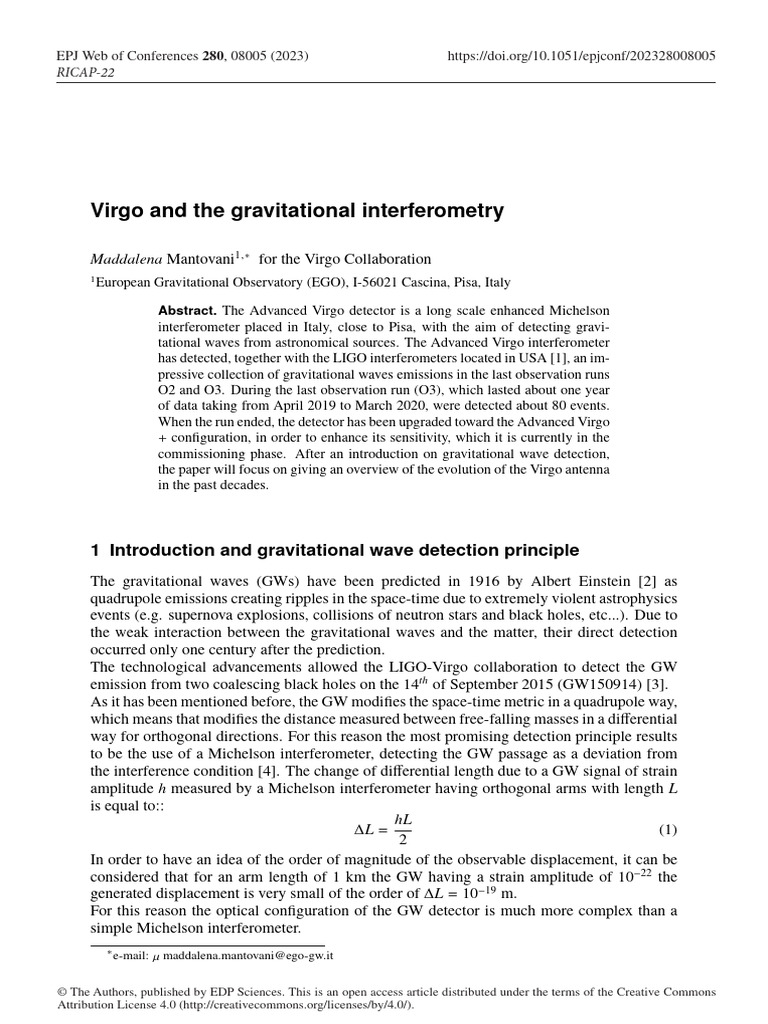 Virgo and The Gravitational Interferometry | PDF