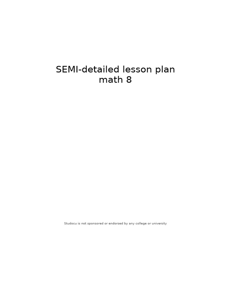 Semi Detailed Lesson Plan Math 8 | PDF