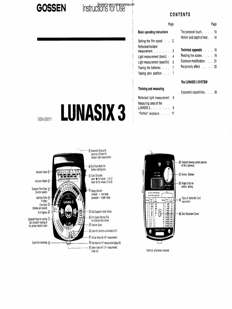 Gossen Lunasix 3 | PDF