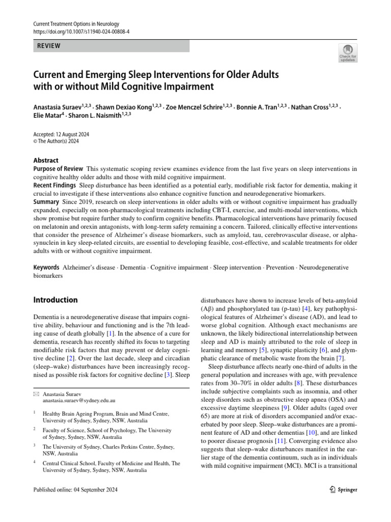 Sleep Interventions in MCI | PDF