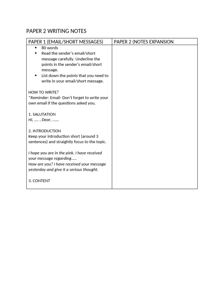 Pt3 Writing Notes | PDF