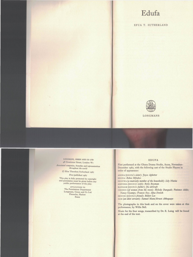 EDUFA by Efua T. Sutherland - OCR | PDF