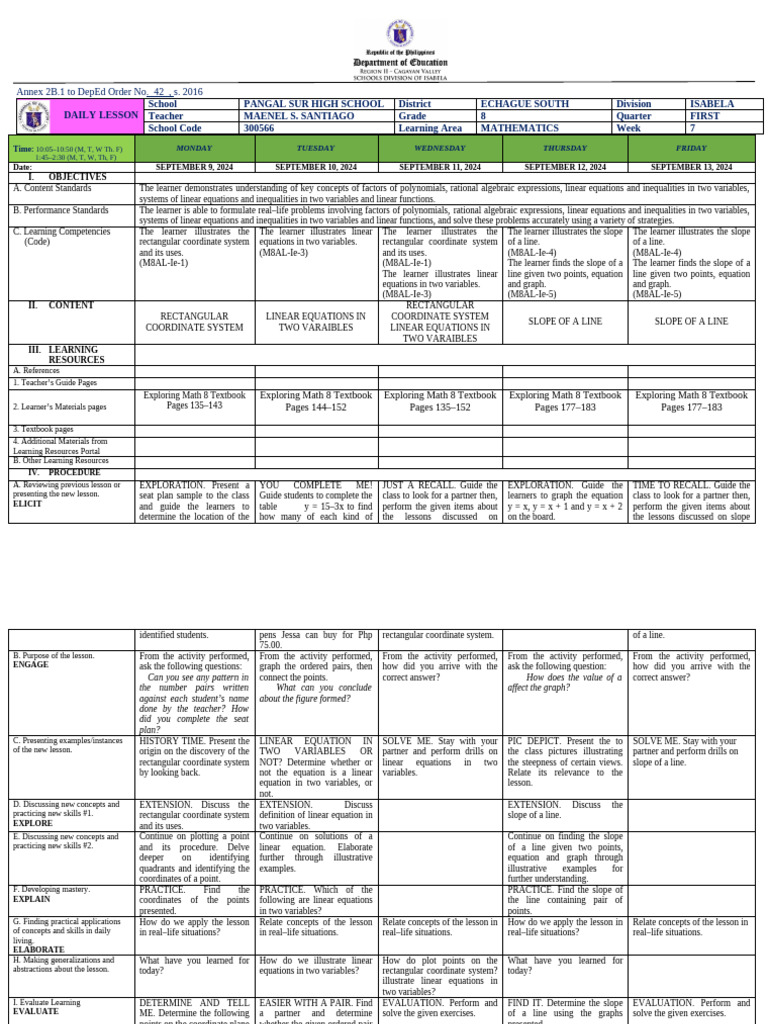 First Quarter - Week 7 - Math 8 | PDF