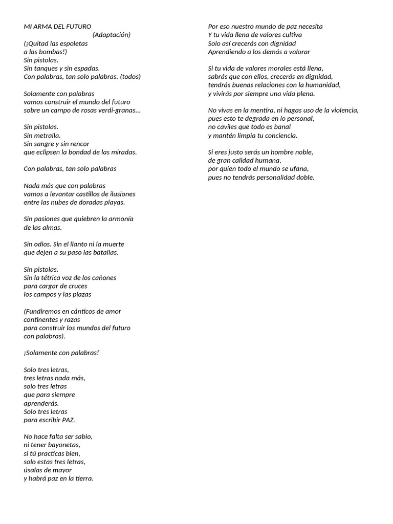 Mi Arma Del Futuro (Poema) | PDF