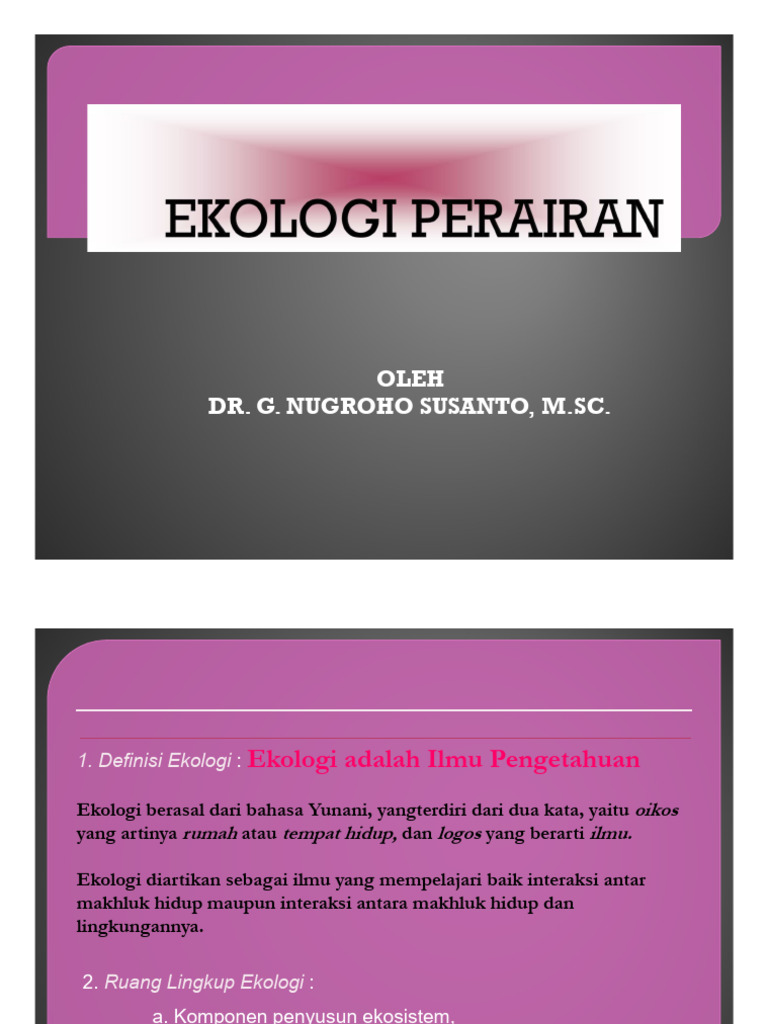 Ekologi Perairan. | PDF