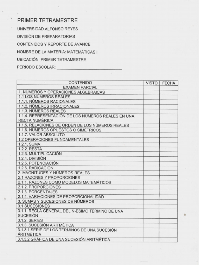 Programas de Matematicas I, Ii, Iii, Iv y Calculo Integral | PDF