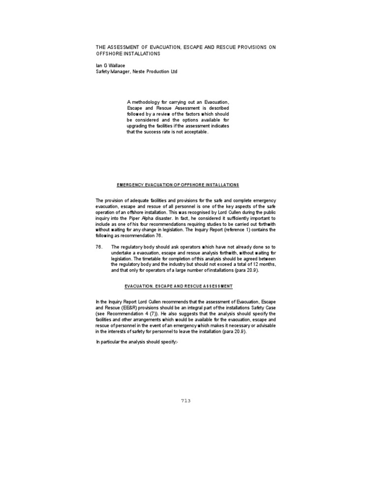 Offshore Evacuation Assessment Guide | PDF | Hypothermia | Emergency