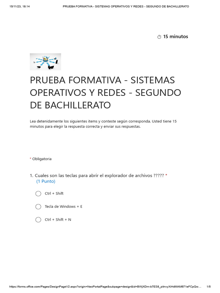 Prueba Formativa - Sistemas Operativos y Redes - Segundo de Bachillerato | PDF