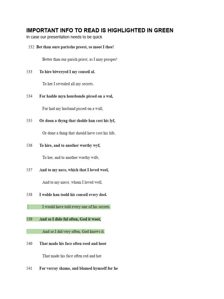 The Wife of Bath Analysis | PDF