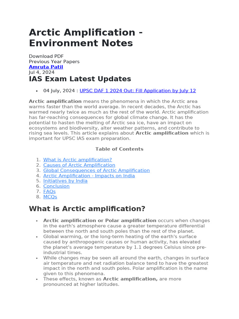 Arctic Amplification | PDF