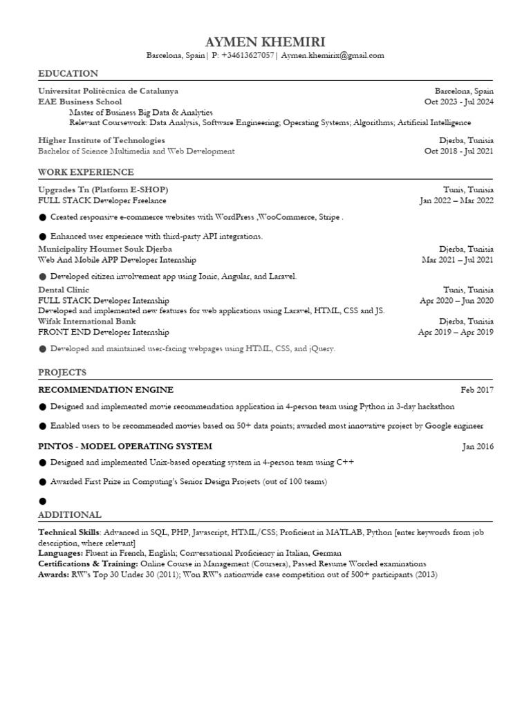Entry Level Data Scientist Resume | PDF