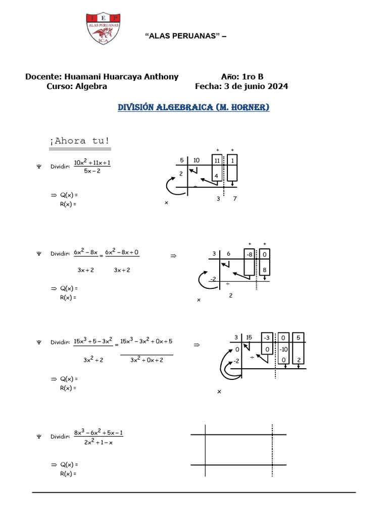 09 D. Algebraica Método-De-Horner | PDF