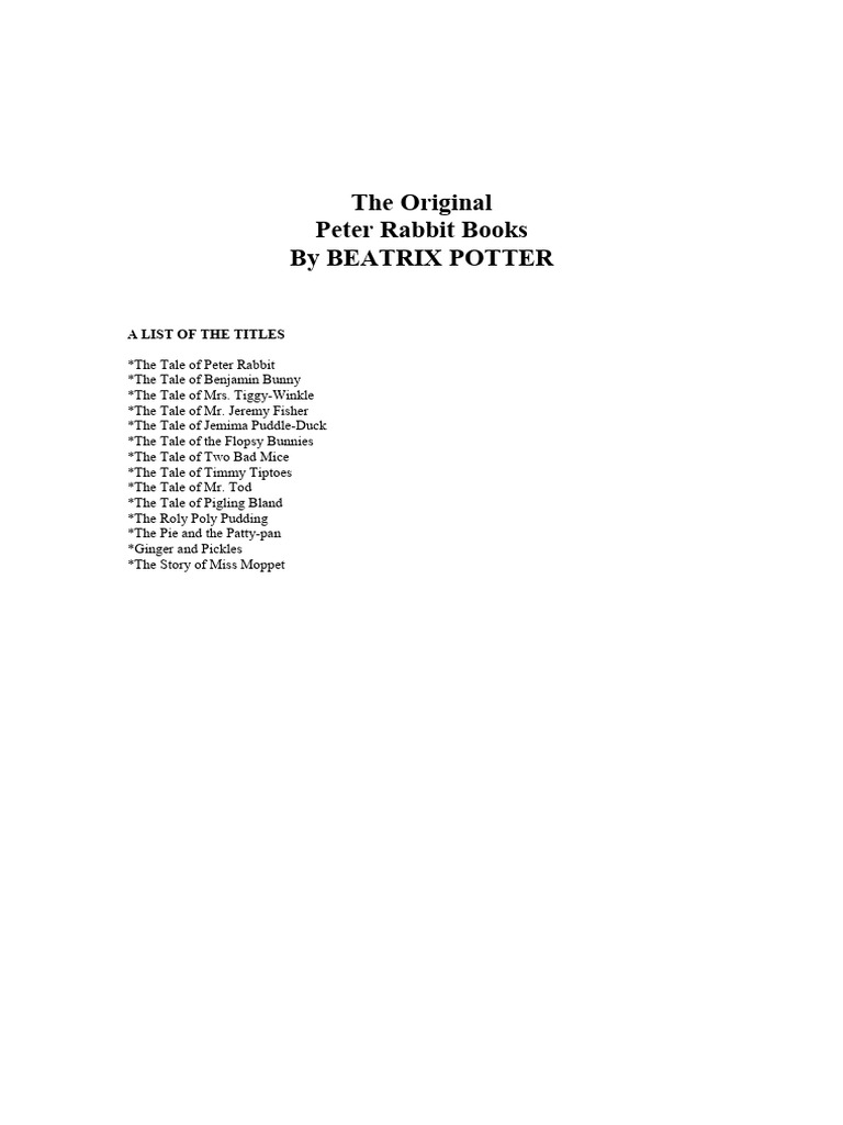 Beatrix Potter Stories | PDF