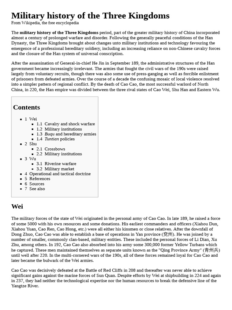 Military History of The Three Kingdoms | PDF