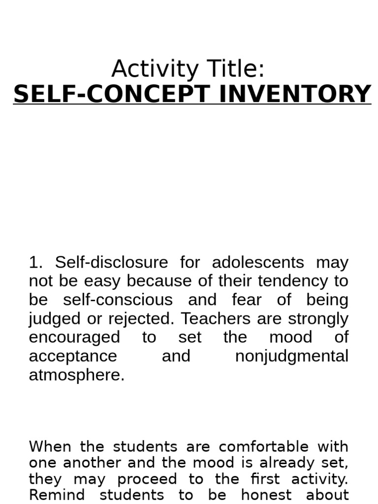 1 Self Concept Inventory | PDF