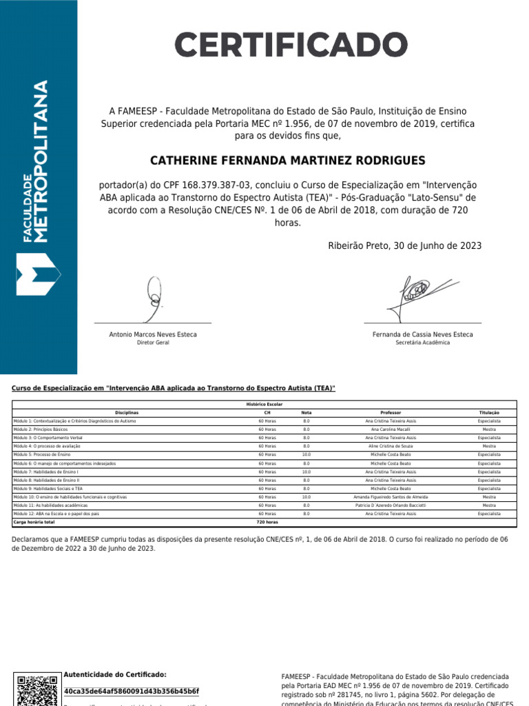 Certificado ABA | PDF