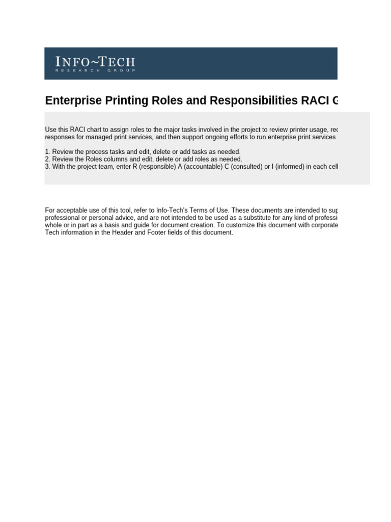Manufacturing Roles and Responsibilities RACI Guide | PDF