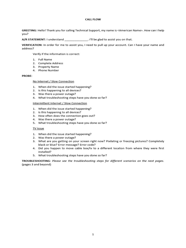 Call Flow Guide For Newbies (Internet TS) Version 1 | PDF