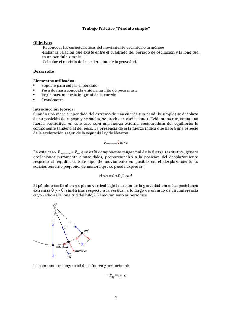 TP6 Pendulo Simple | PDF
