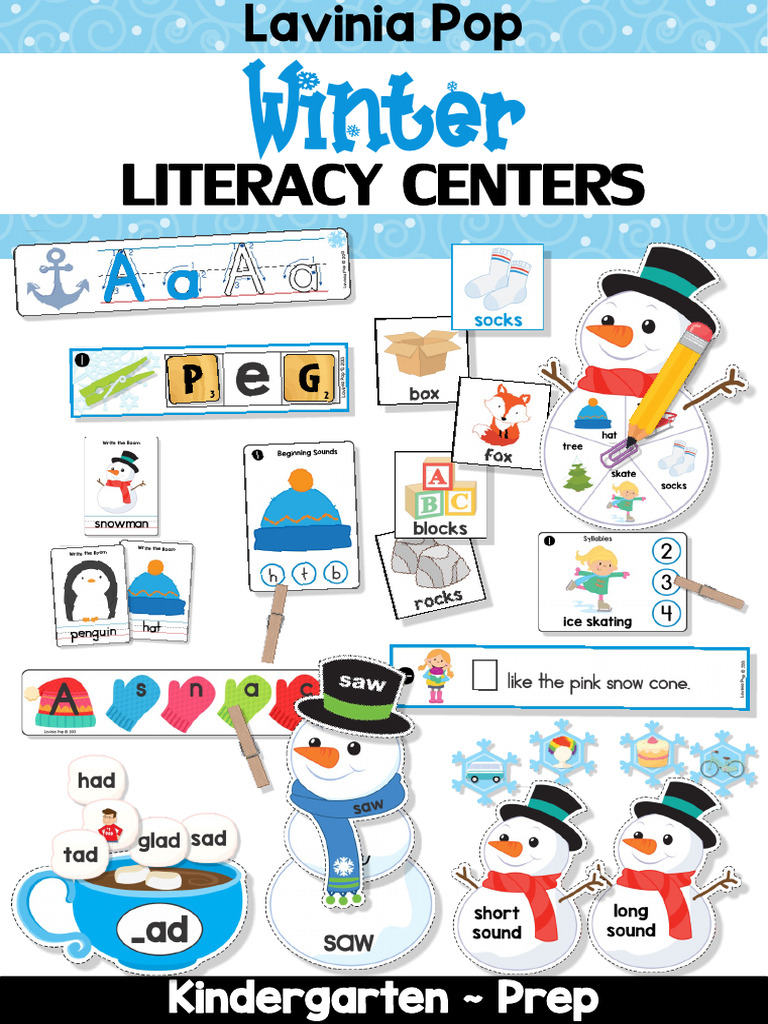 104 - Winter Literacy Centers For Kindergarten | PDF