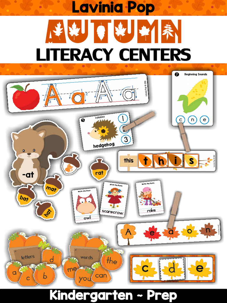 102 - Autumn - Fall Literacy Centers For Kindergarten | PDF