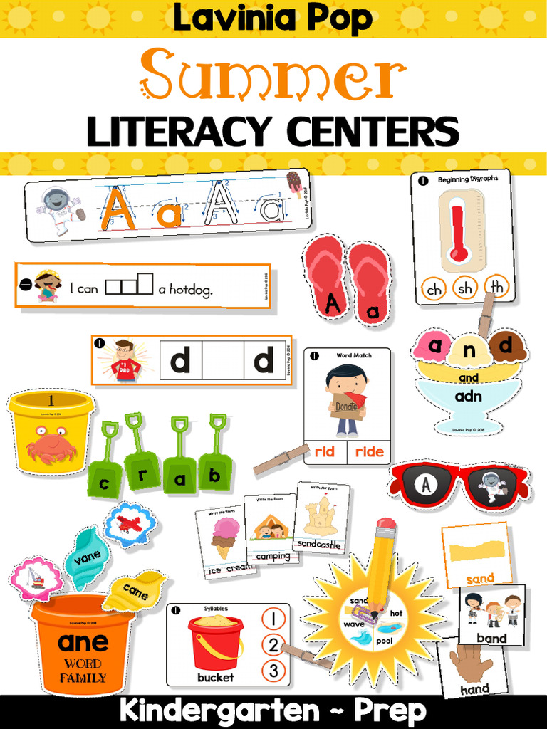 100 - Summer Literacy Centers for Kindergarten | PDF