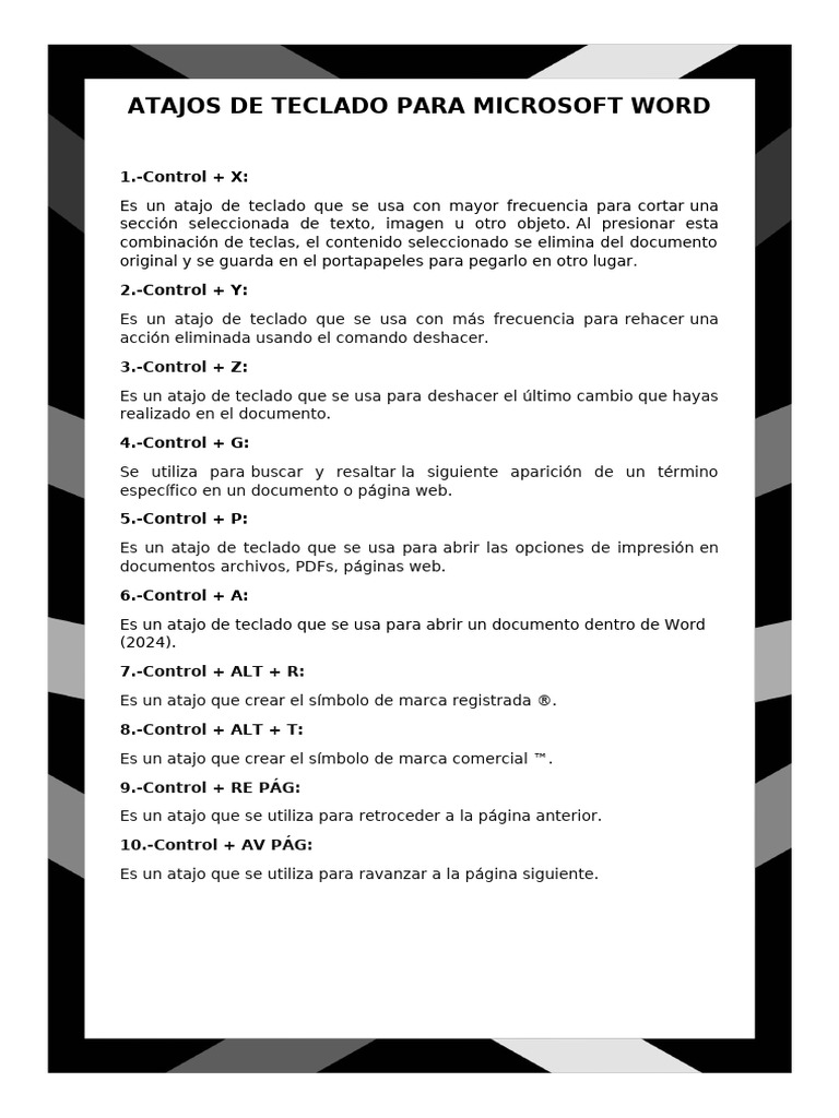 Atajos Word | PDF