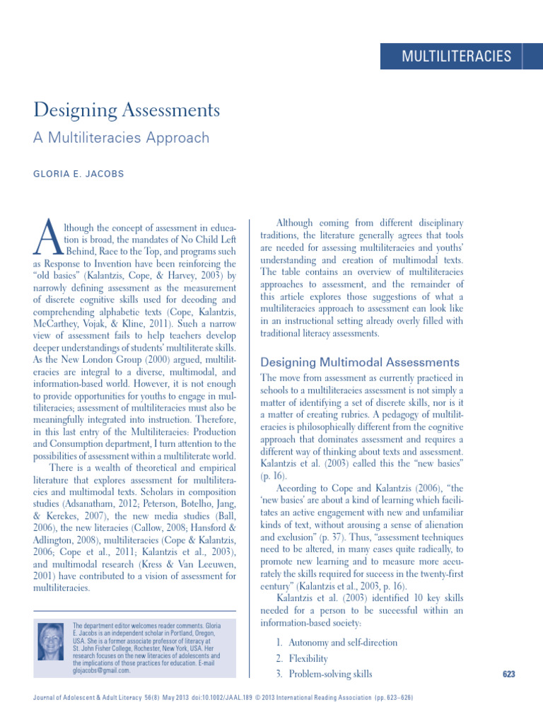1.1.2. Designing Assessments A Multiliteracies Approach | PDF | Literacy | Communication