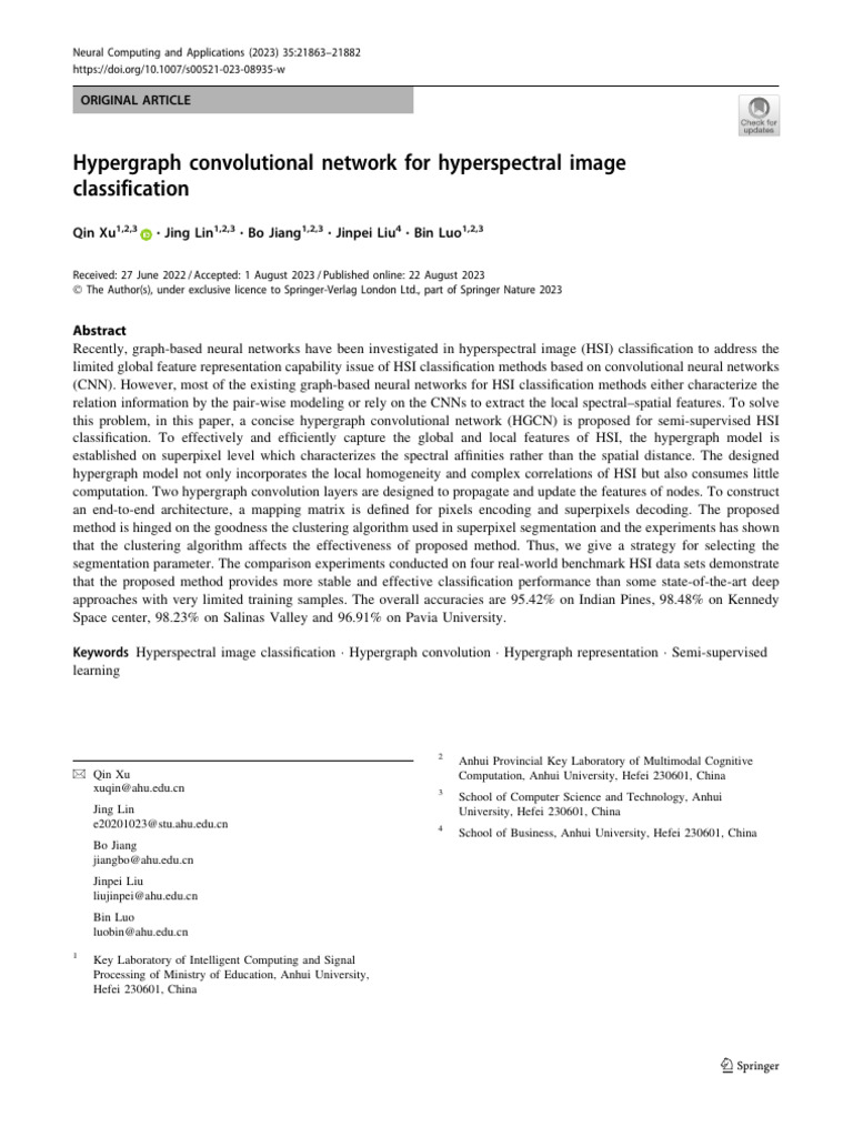 Xu Et Al. - 2023 - Hypergraph Convolutional Network For Hyperspectral ...