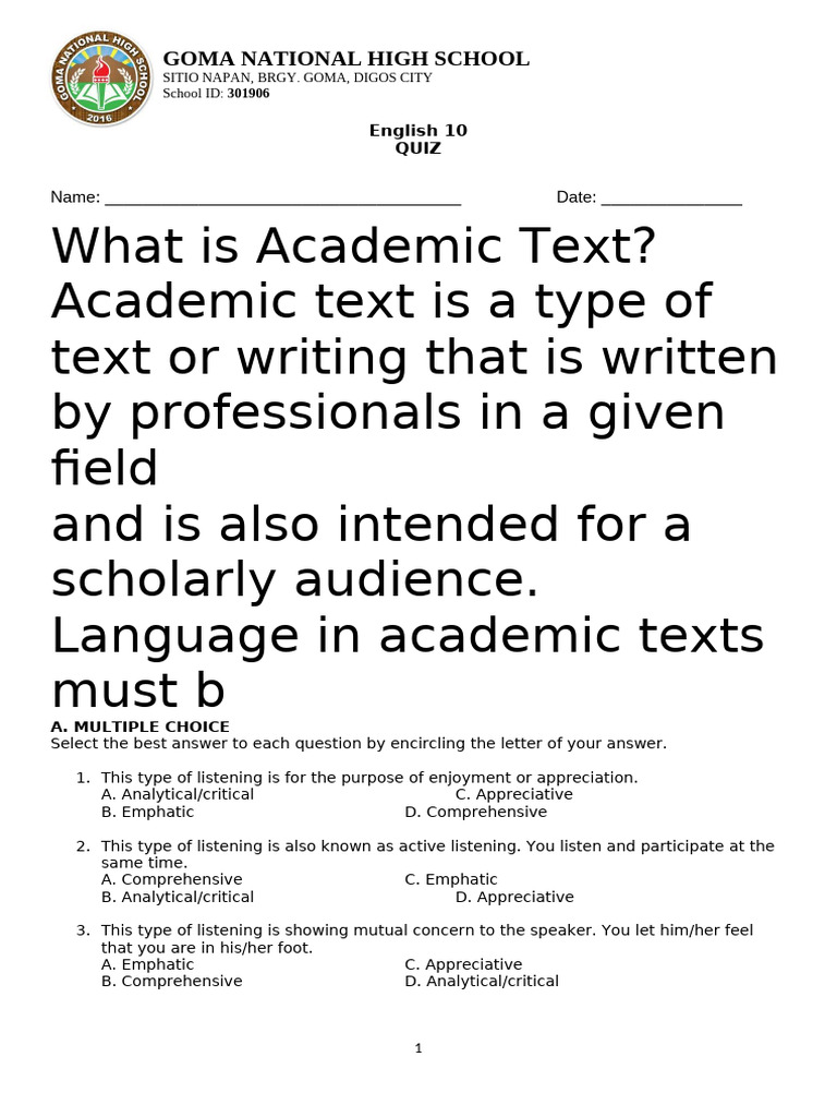 Analytical Quiz Pdf Human Communication Social Science