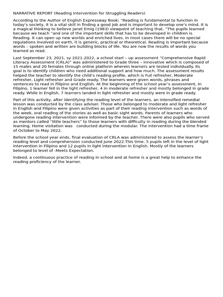 Narrative Report | PDF