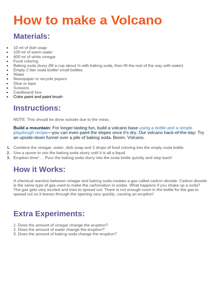How to make a Volcano | PDF