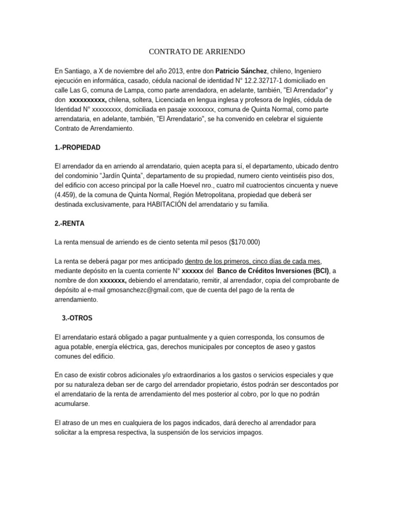 Contrato de Arriendo | PDF