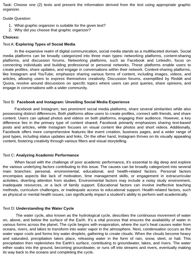 Lesson 2 Activity For Graphic Organizers | PDF