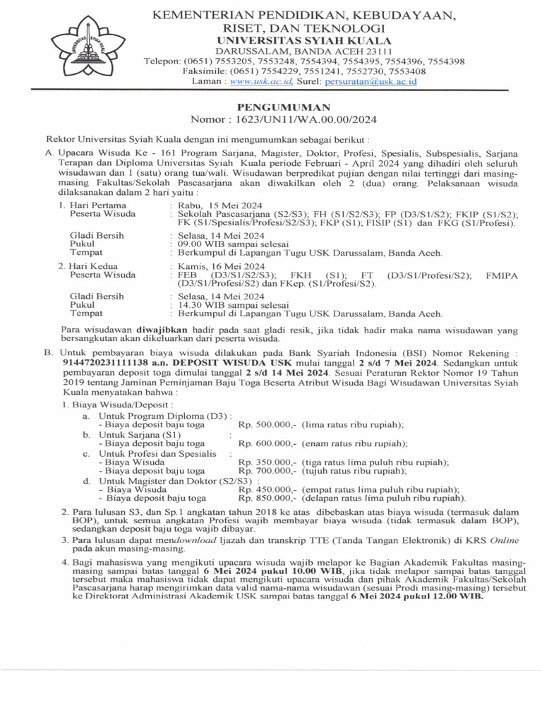 Pengumuman Wisuda 20242 | PDF