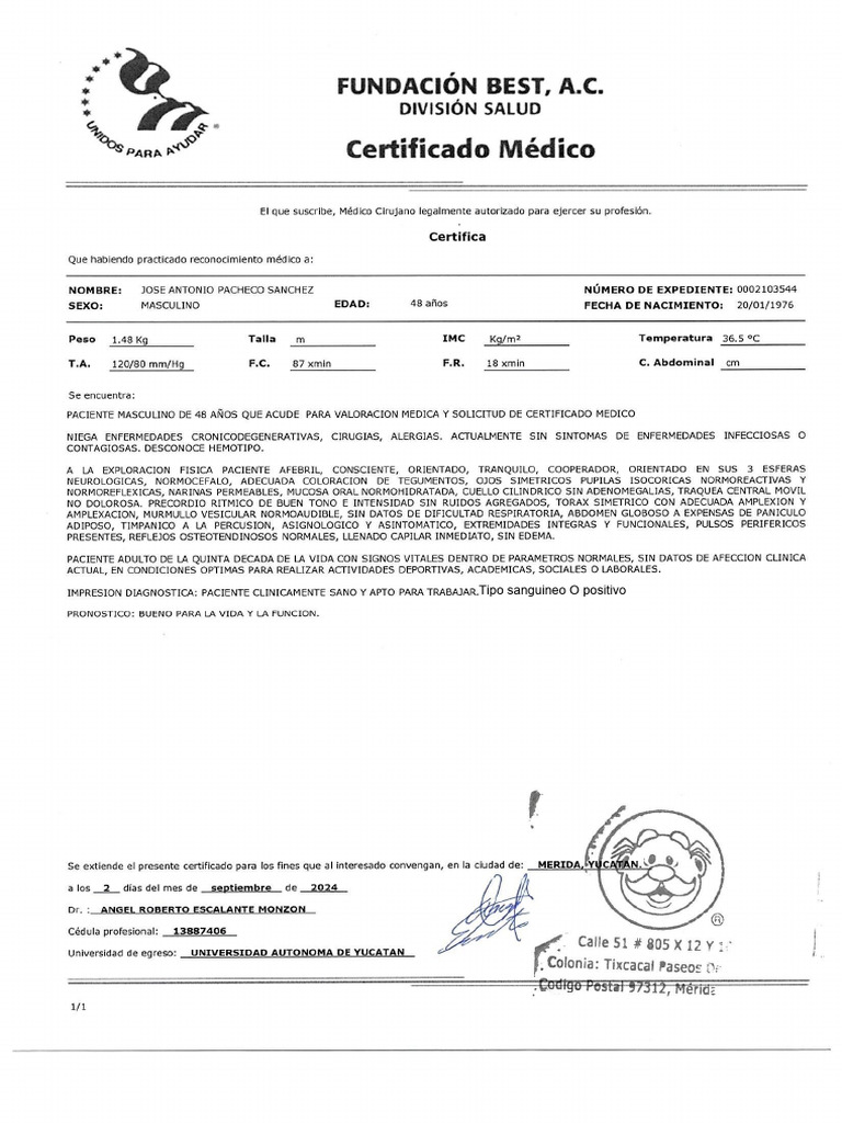Certificado Medico Similares | PDF | Enfermedades y trastornos | Medicina CLINICA