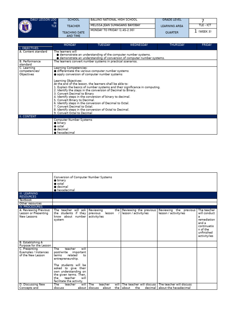 DLL in Tle Ict 7 Q1 Week 3 | PDF | Numbers | Decimal