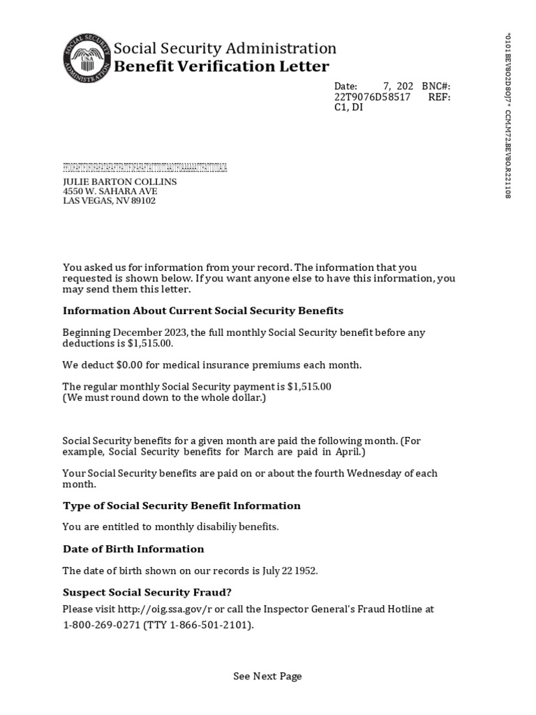 Ssi Award Letter 2 | PDF