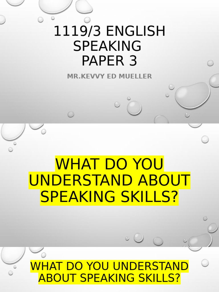 SPM PAPER 3 SPEAKING SKILLS | PDF