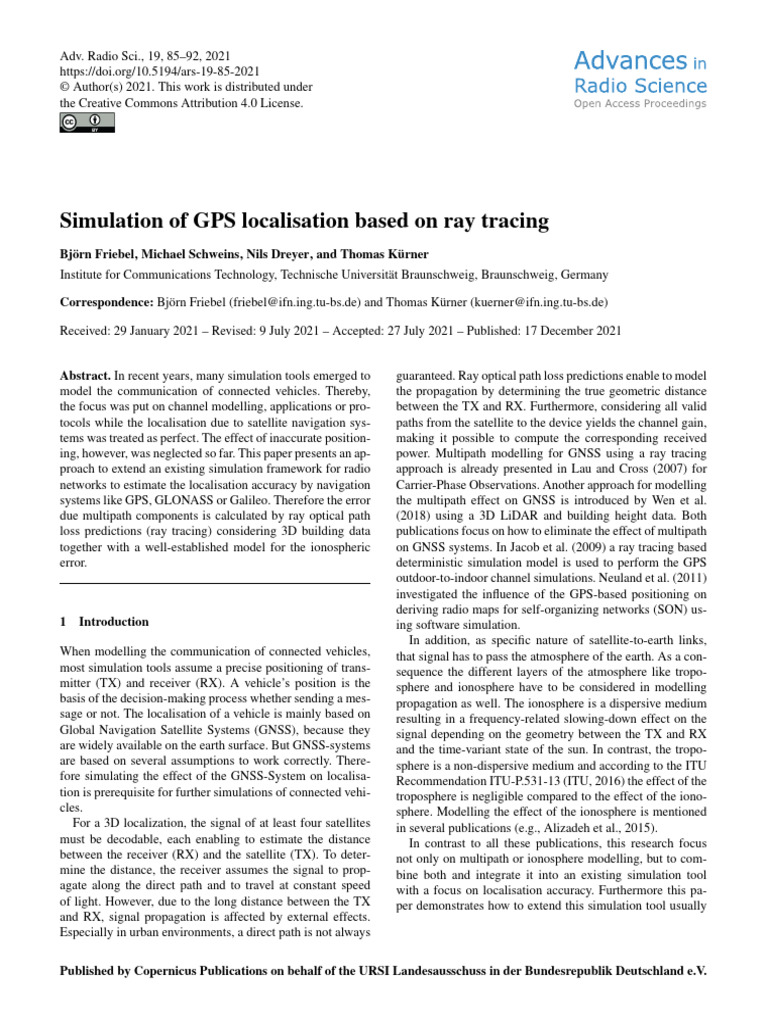 Simulation of GPS Localisation Based On Ray Tracing | PDF