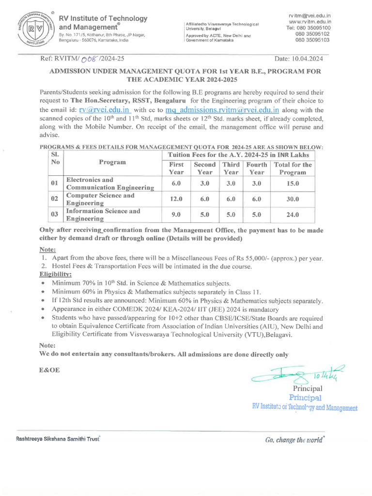 Revised MQ Fee Structure 2024 25 | PDF