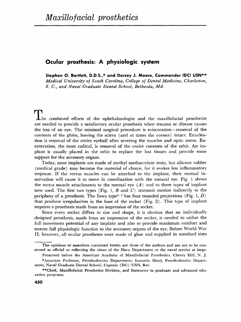 113 Ocular Prosthesis A Physiologic System - 1973 | PDF