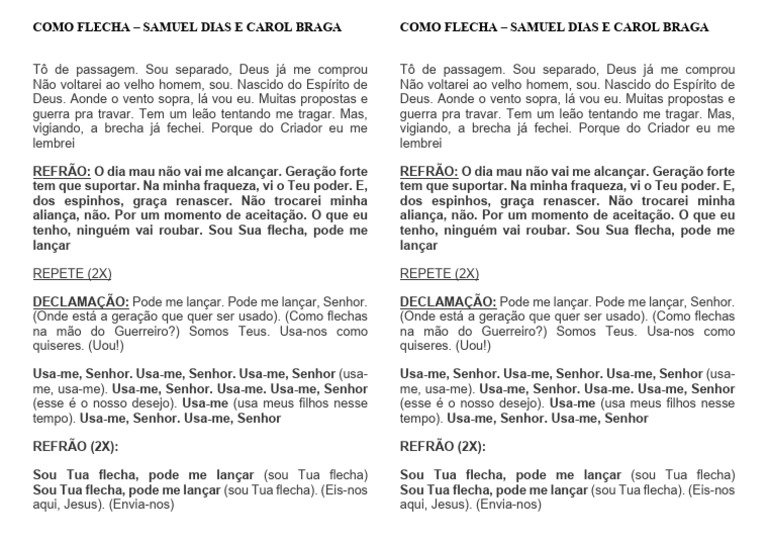 Como Flecha - Samuel Dias e Carol Braga | PDF