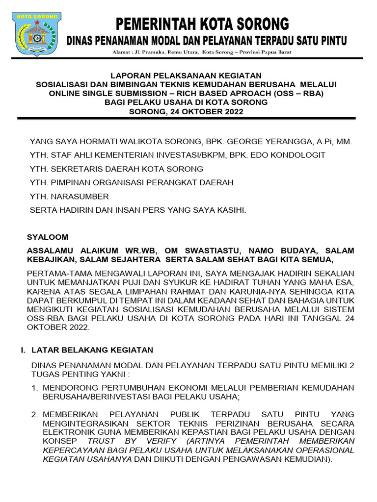 Laporan Kadis Pmptsp | PDF Laporan Kadis Pmptsp | PDF
