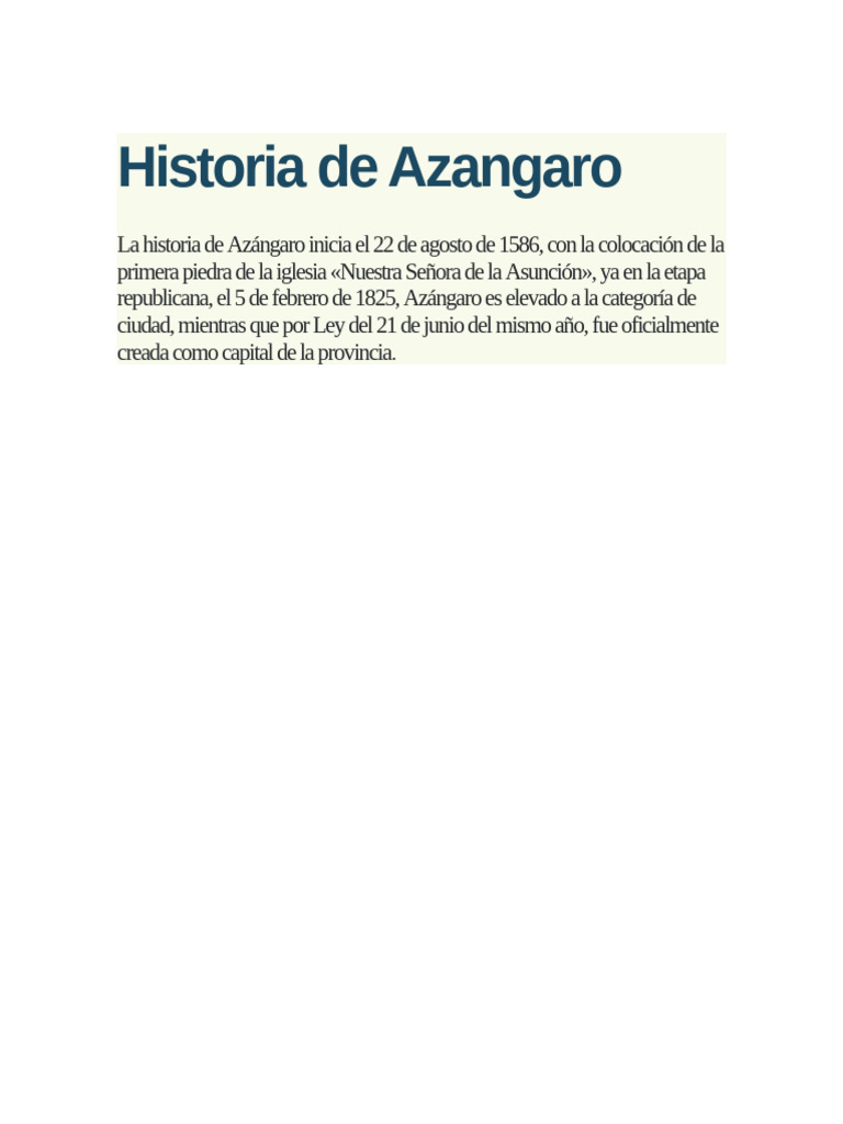 Historia de Azangaro | PDF