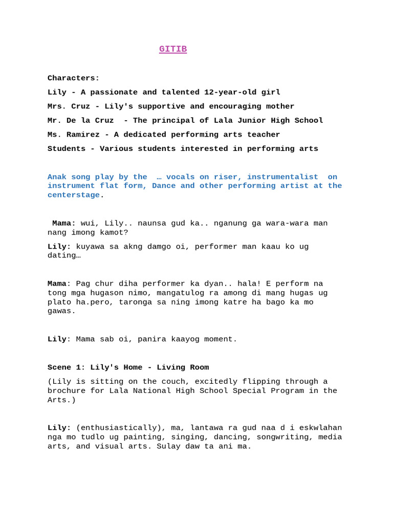 SCRIPT for recital GITIB | PDF