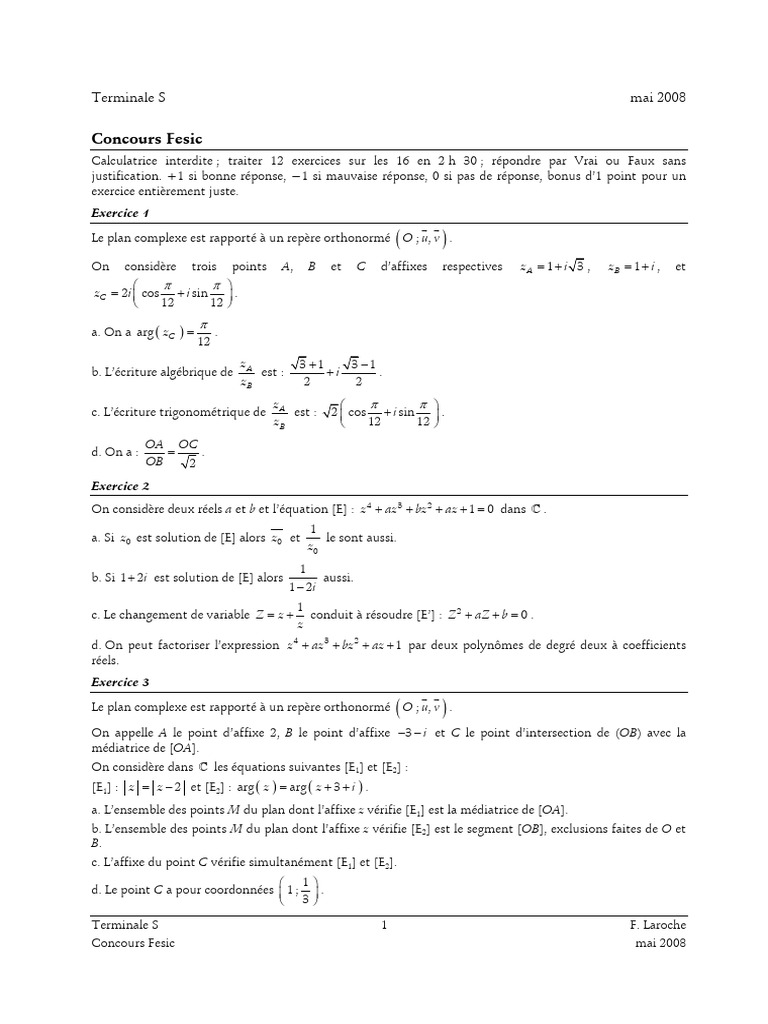 Fesic 2008 Enonce | PDF