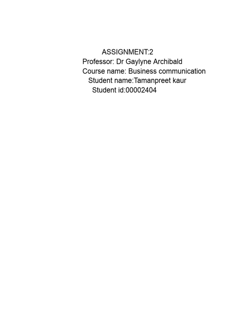 Business Communications Assignment 2 | PDF